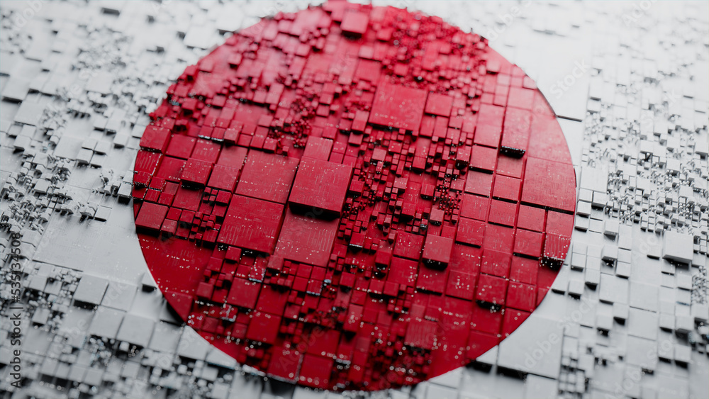 Japanese Flag rendered as Futuristic 3D blocks. Japan Innovation ...