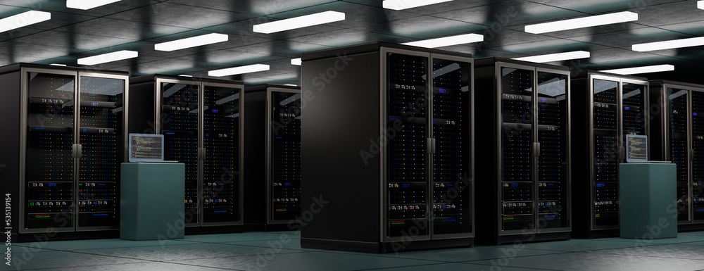 Server room. Server data center. Backup, mining, hosting, mainframe ...