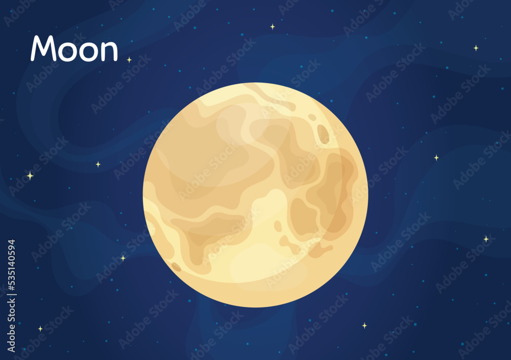 Cartoon space satelite Moon vector illustration. Astronomical object ...