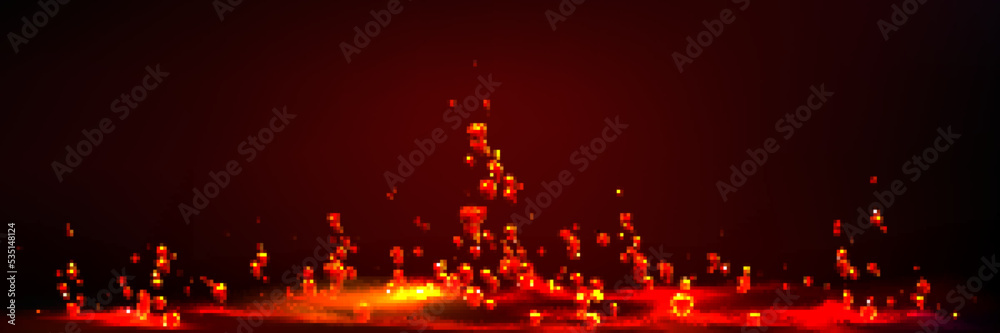 Boiling water, abstract background with red bubbles flying up from ...