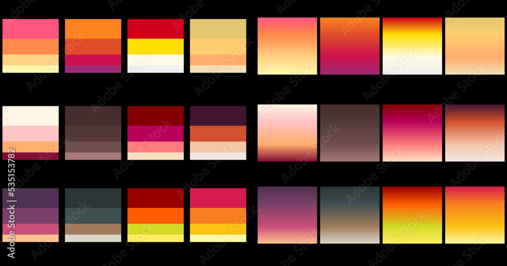 Vetor de Warm of future color trends. Popular color solid and gradient ...