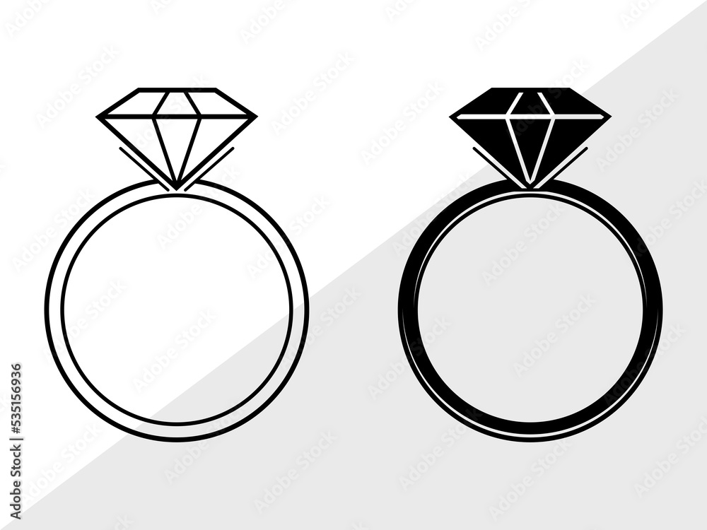Stockvector Ring SVG, Ring, Engagement Rings SVG, Diamond Ring Svg ...
