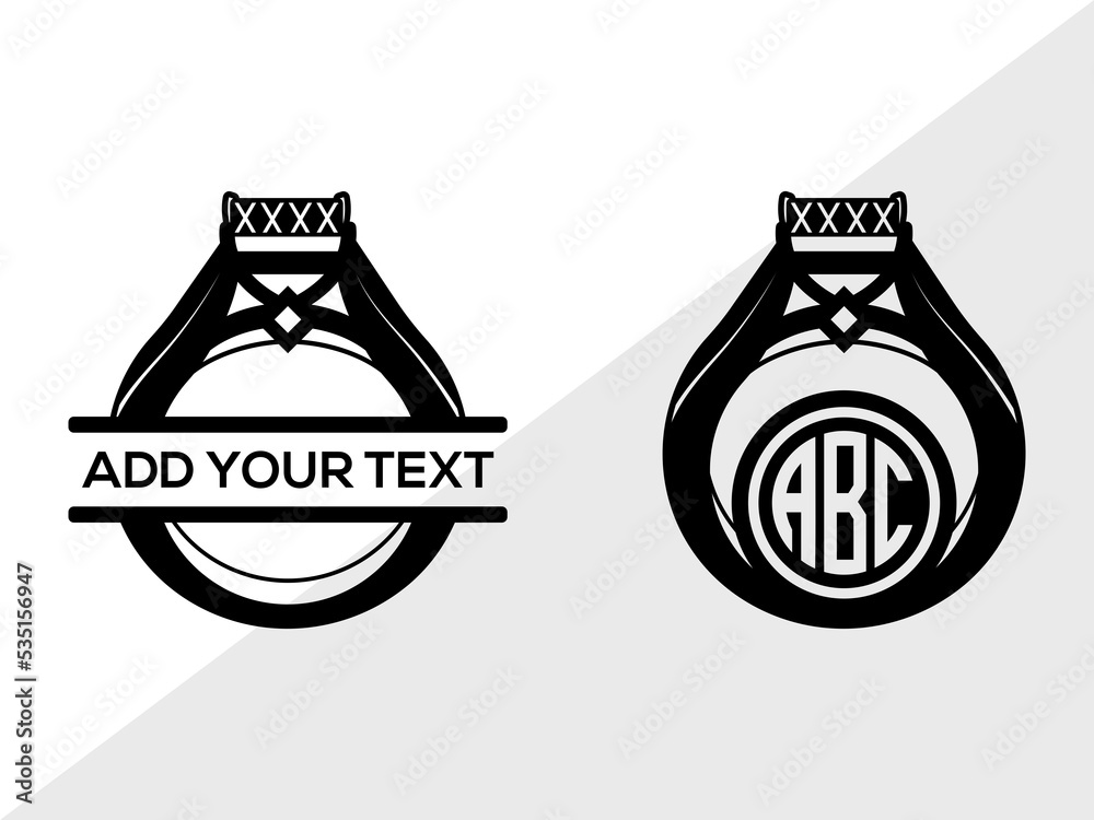 Ring Monogram SVG, Split Monogram, Engagement Rings SVG, Diamond Ring ...