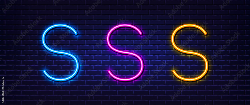 Initial letter S icon. Neon light line effect. Line typography ...