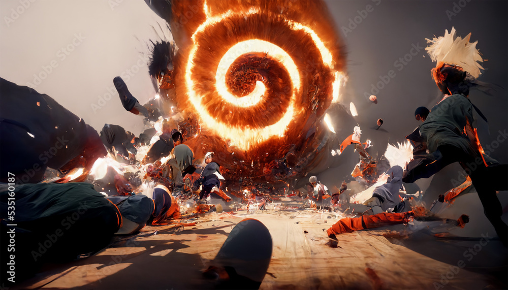 anime explosive fight scene naruto Stock Illustration | Adobe Stock