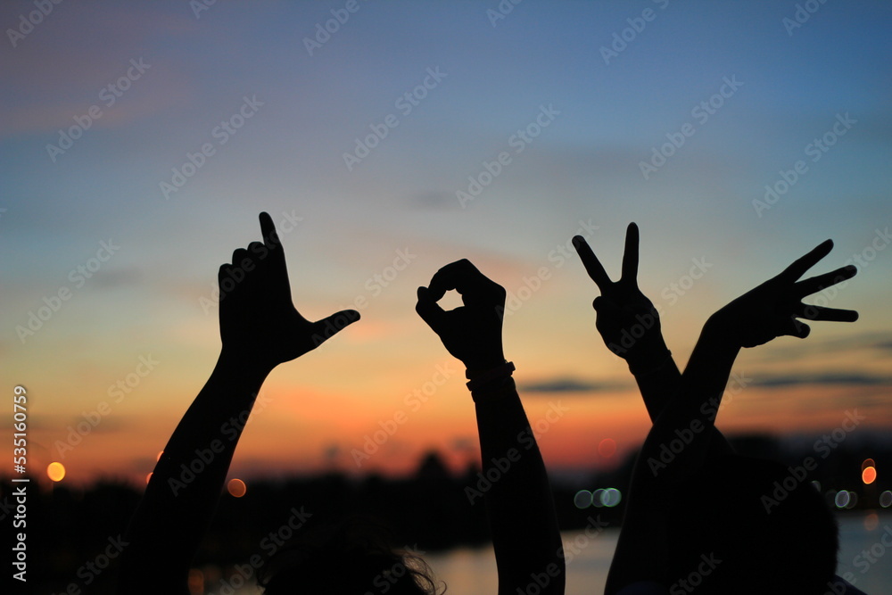 silhouette of hands Stock Photo | Adobe Stock