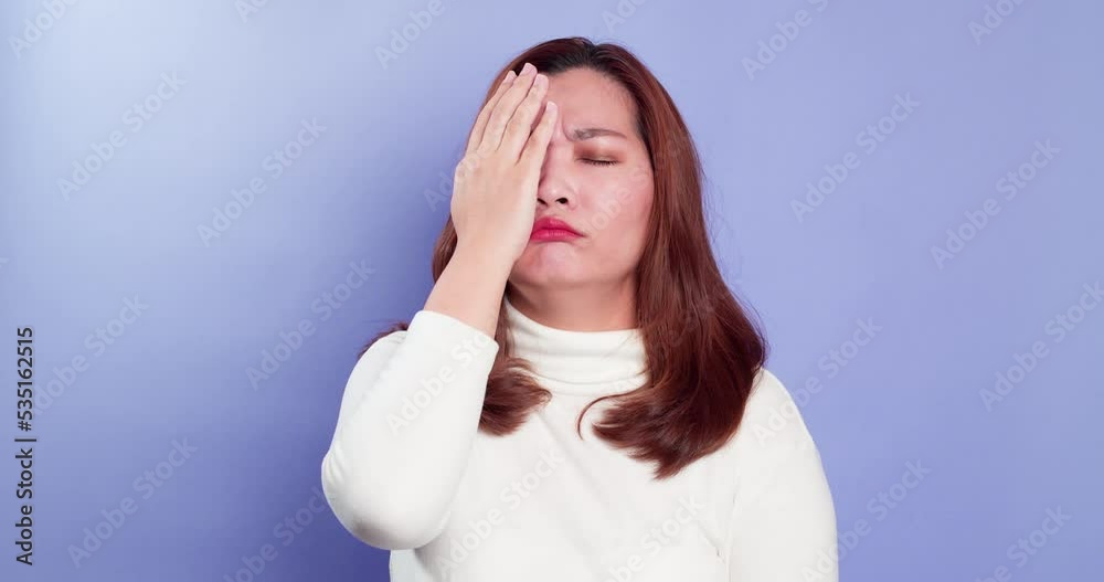 Frustrated stressed young Asian woman coping with emotions of ...