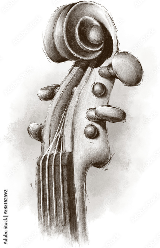 High-resolution violin PNG drawing with transparent background. Black ...