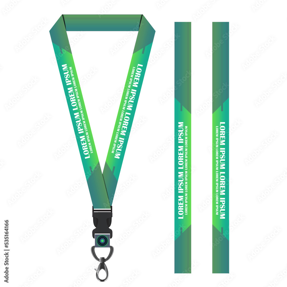 Green Line Lanyard Template Stock Vector | Adobe Stock