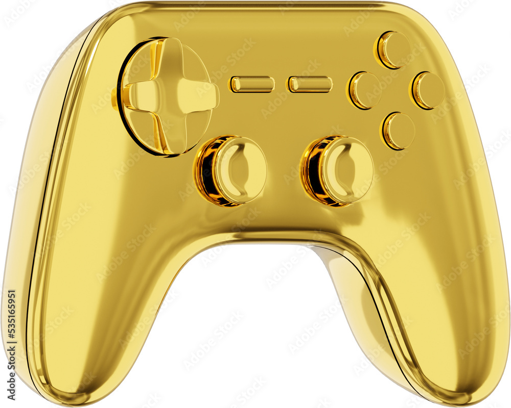 Realistic console game controller. Gold PNG icon on transparent ...