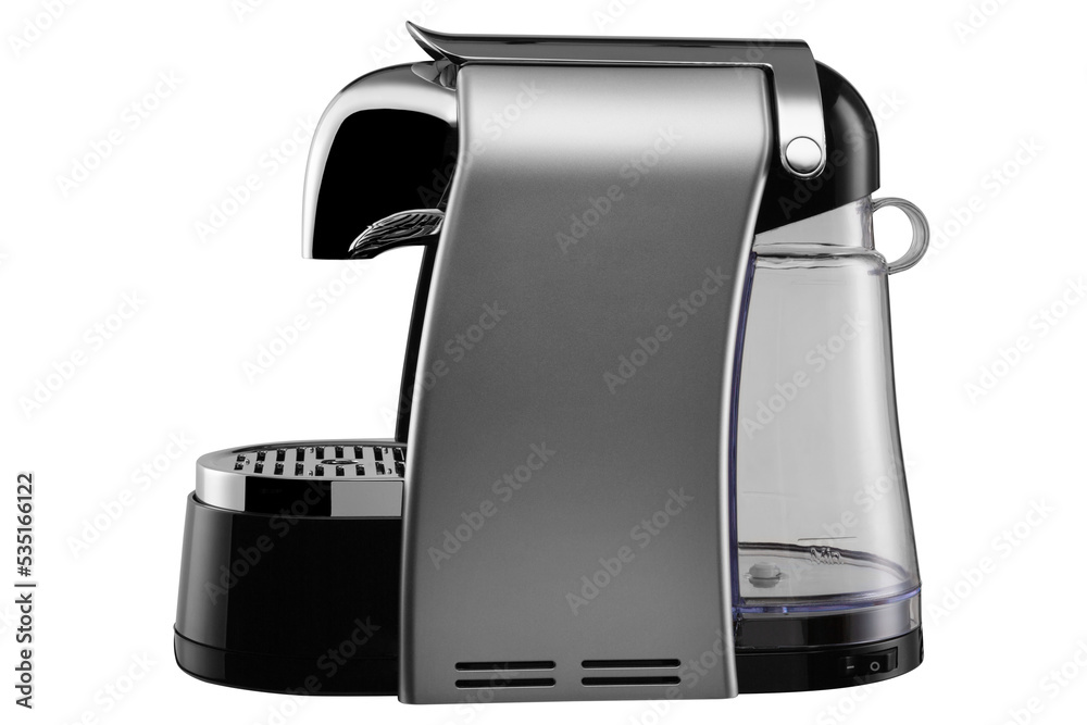 Silver gray electric capsule coffee machine, modern design, for making ...