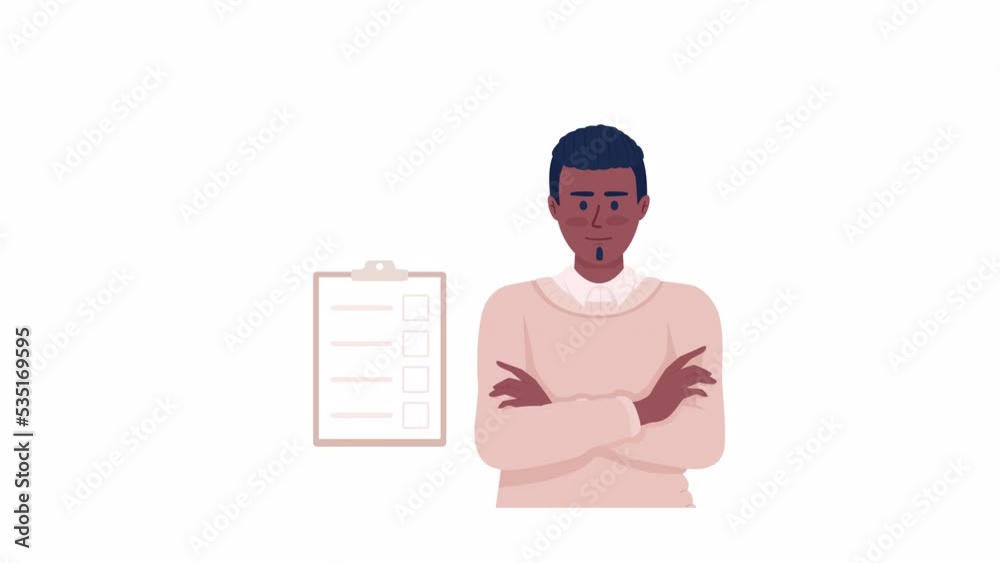 Animated project manager character. Half body flat person 4k video ...
