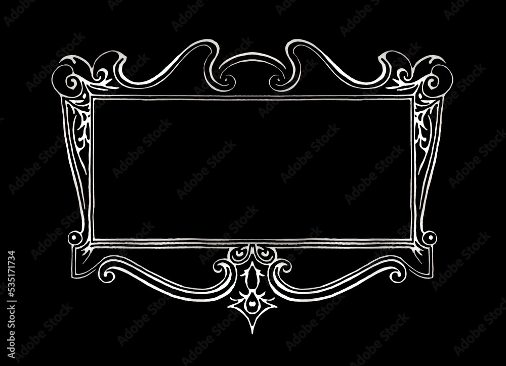 An intricate decorative intertitle from the silent films era. Blank and ...