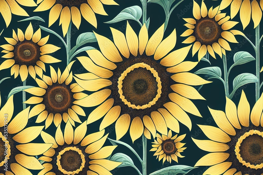 a bunch of yellow sunflowers on a black background, yellow sunflowers ...