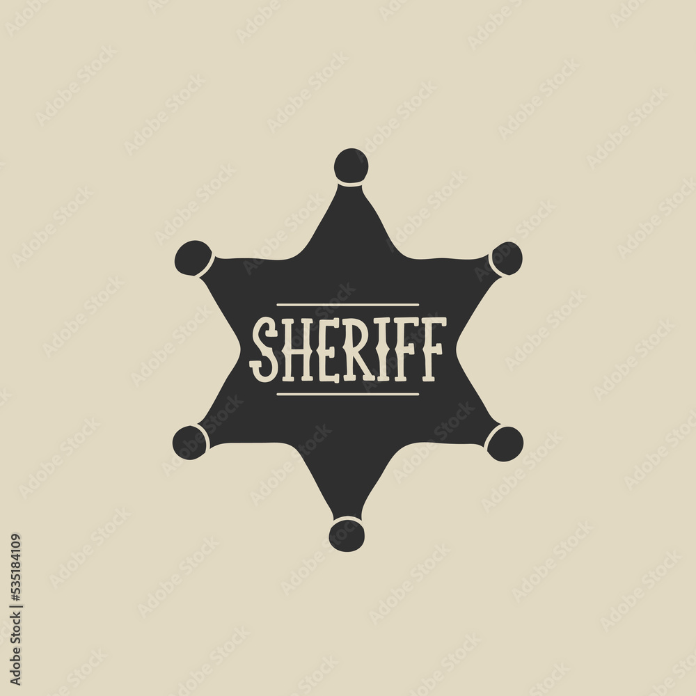 Wild west retro element in modern flat, line style. Hand drawn vintage ...