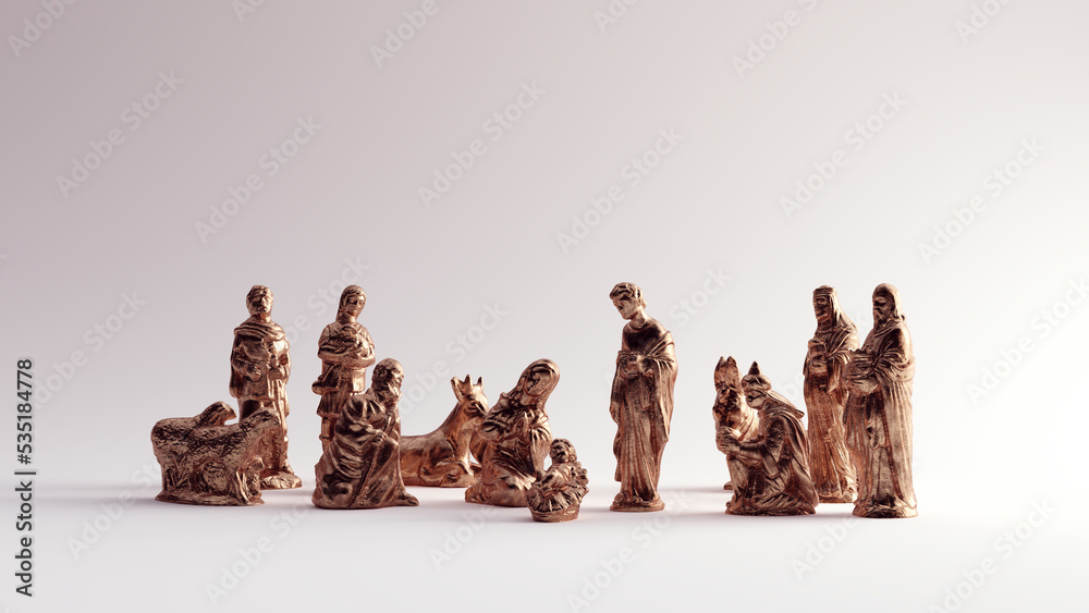 Bronze Nativity Scene Bethlehem the Birth of Baby Jesus Christ Brass ...