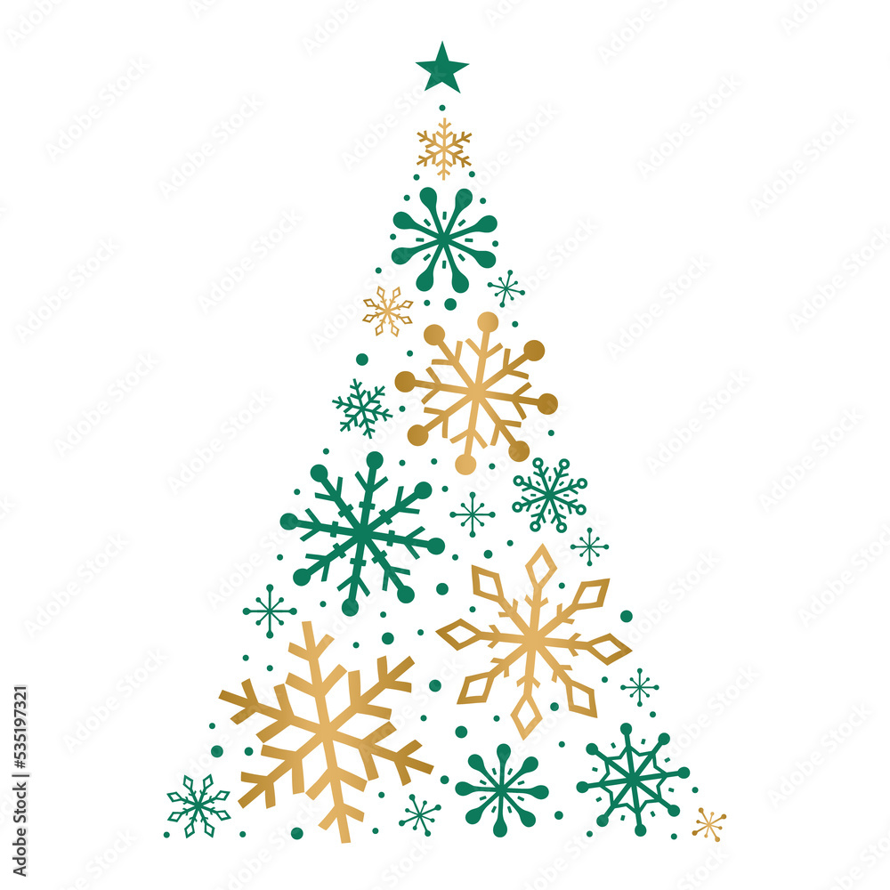Christmas tree with snowflakes on transparent background. PNG ...