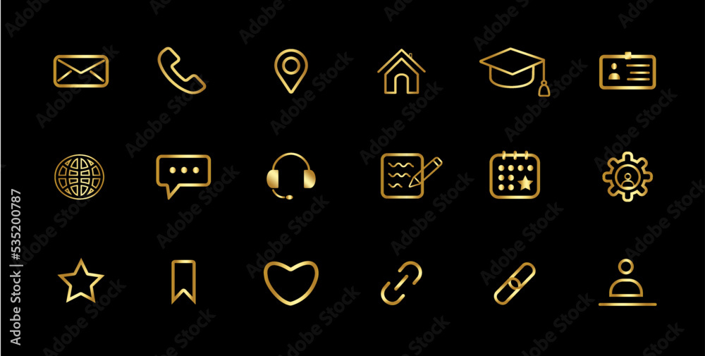 gold resume cv icons set Stock Vector | Adobe Stock
