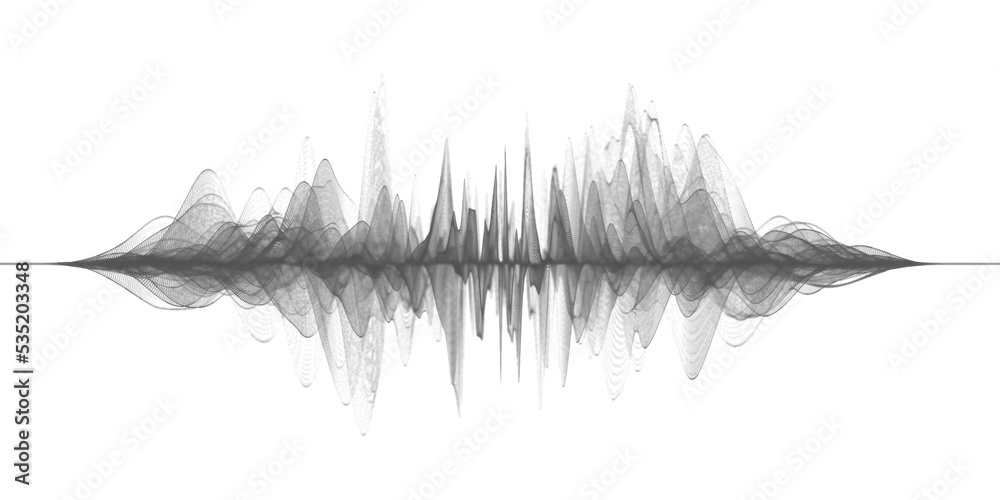 Illustration of isolated on white abstract wireframe sound waves ...