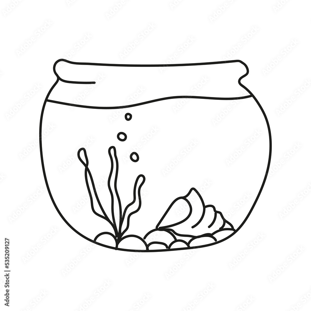 Hand drawn vector illustration aquarium Stock Vector | Adobe Stock