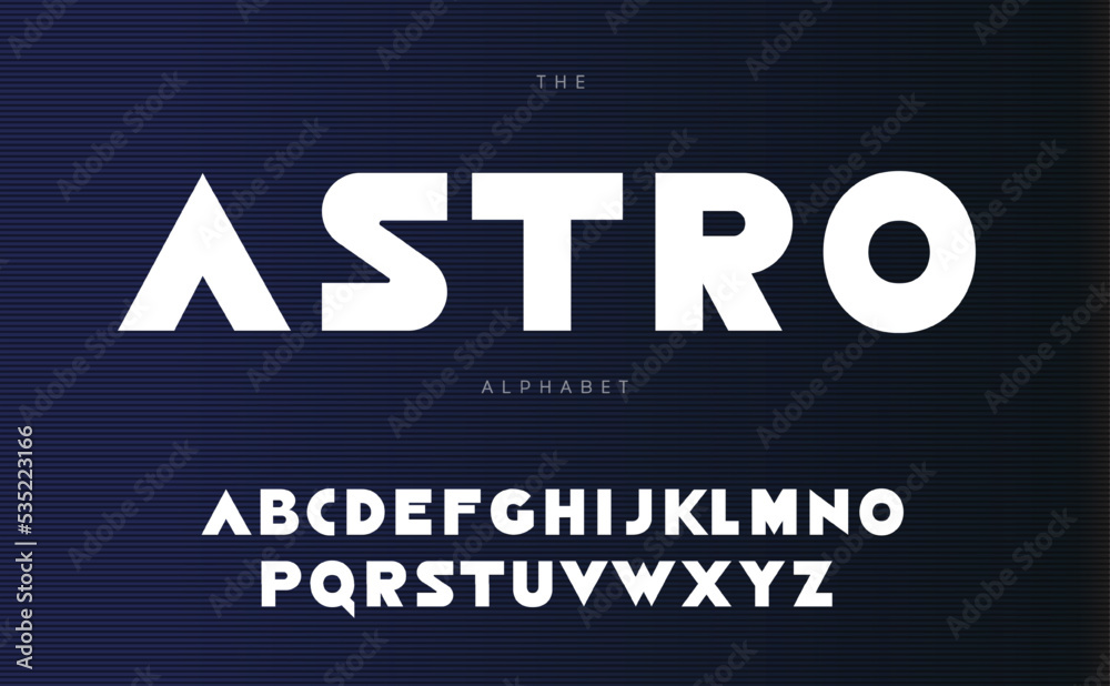 ASTRO Sports minimal tech font letter set. Luxury vector typeface for ...