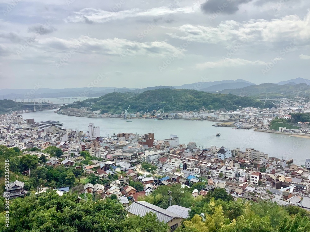 A water channel in the Seto Inland Sea that separates Honshu and ...
