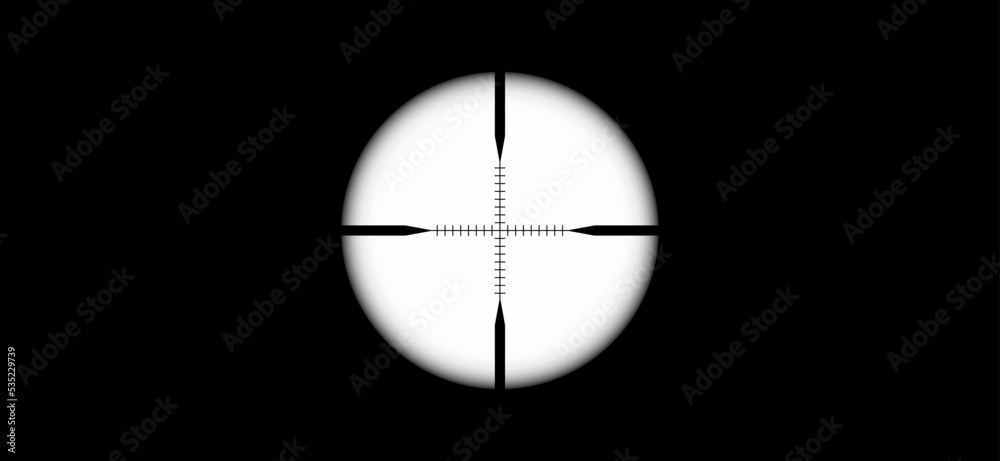 Sniper range. crosshairs. Point of view in the center. Sniper area ...