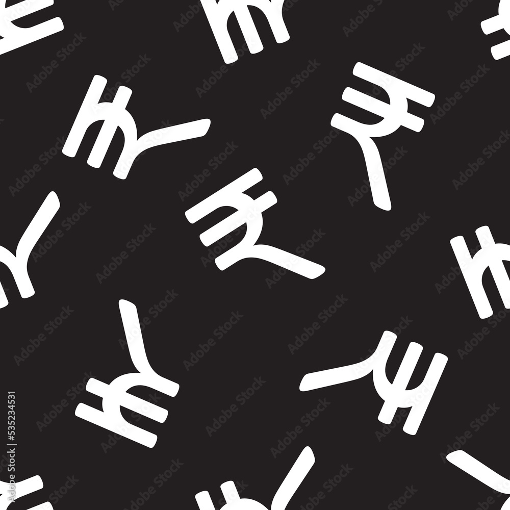 Indian rupee symbol vector pattern seamless background. Black white ...