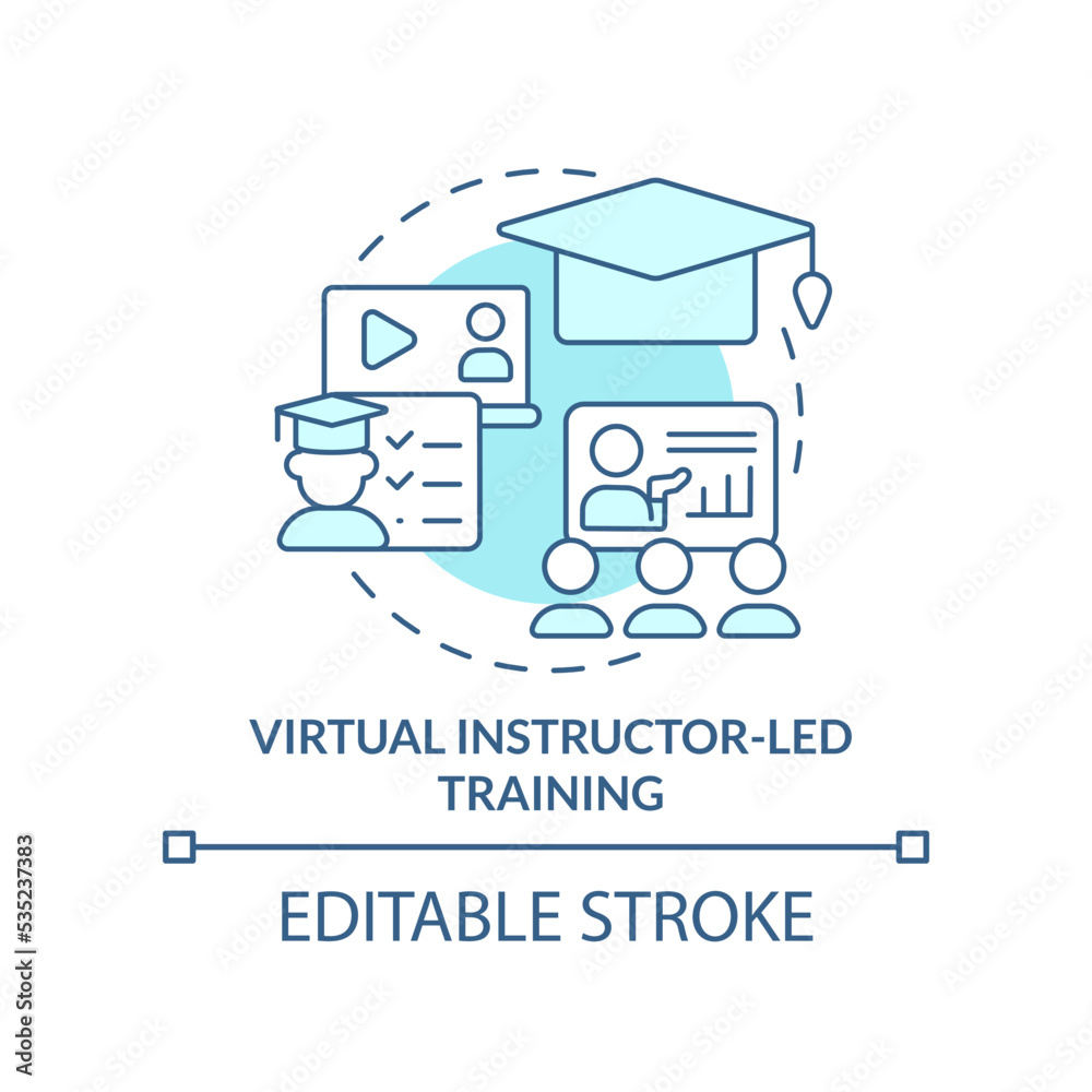 Virtual instructor-led training turquoise concept icon. Corporate ...