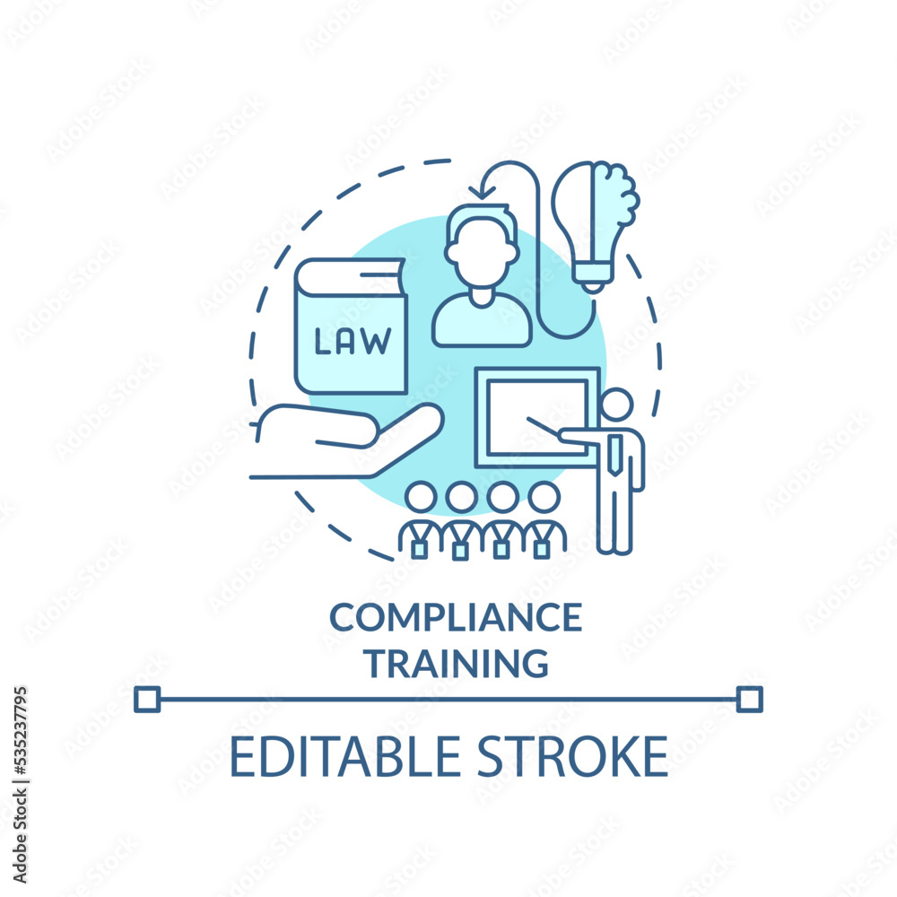 Compliance training turquoise concept icon. Employee development ...