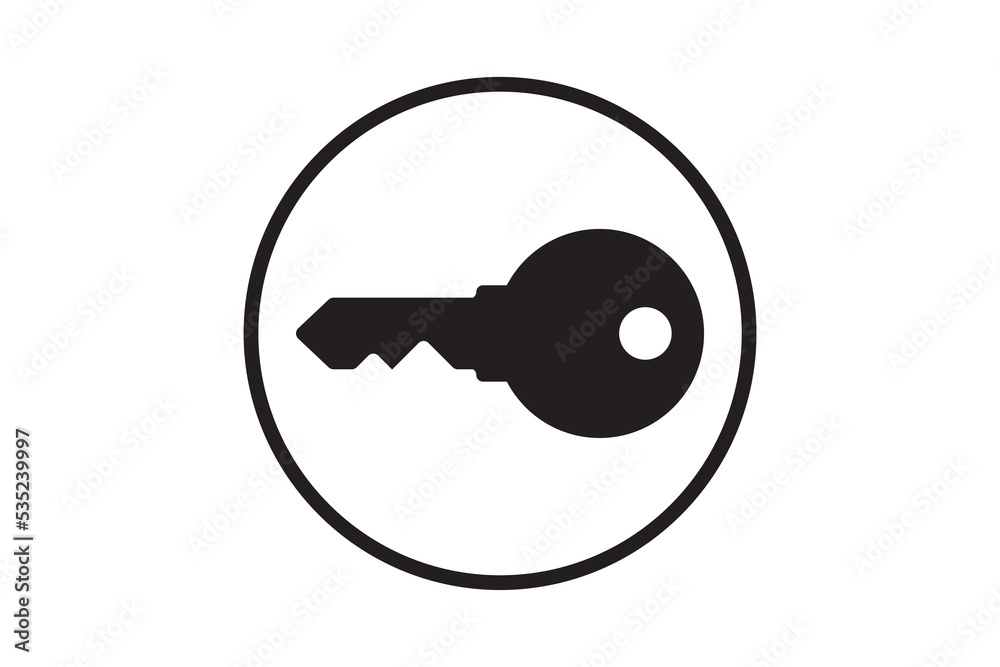 Key icon for lock and open door in house. Safety and security ...