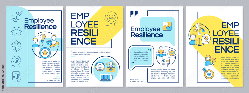 Employees resilience blue and yellow brochure template. Leaflet design ...