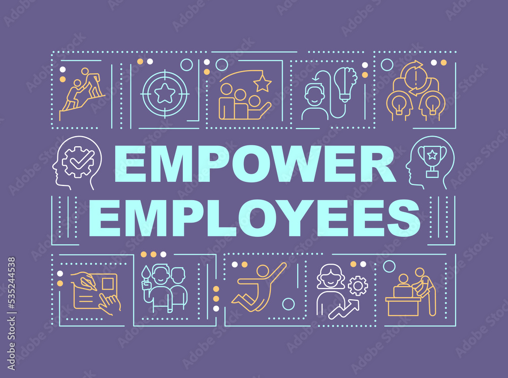 Empower employees word concepts violet banner. Boosting workforce ...