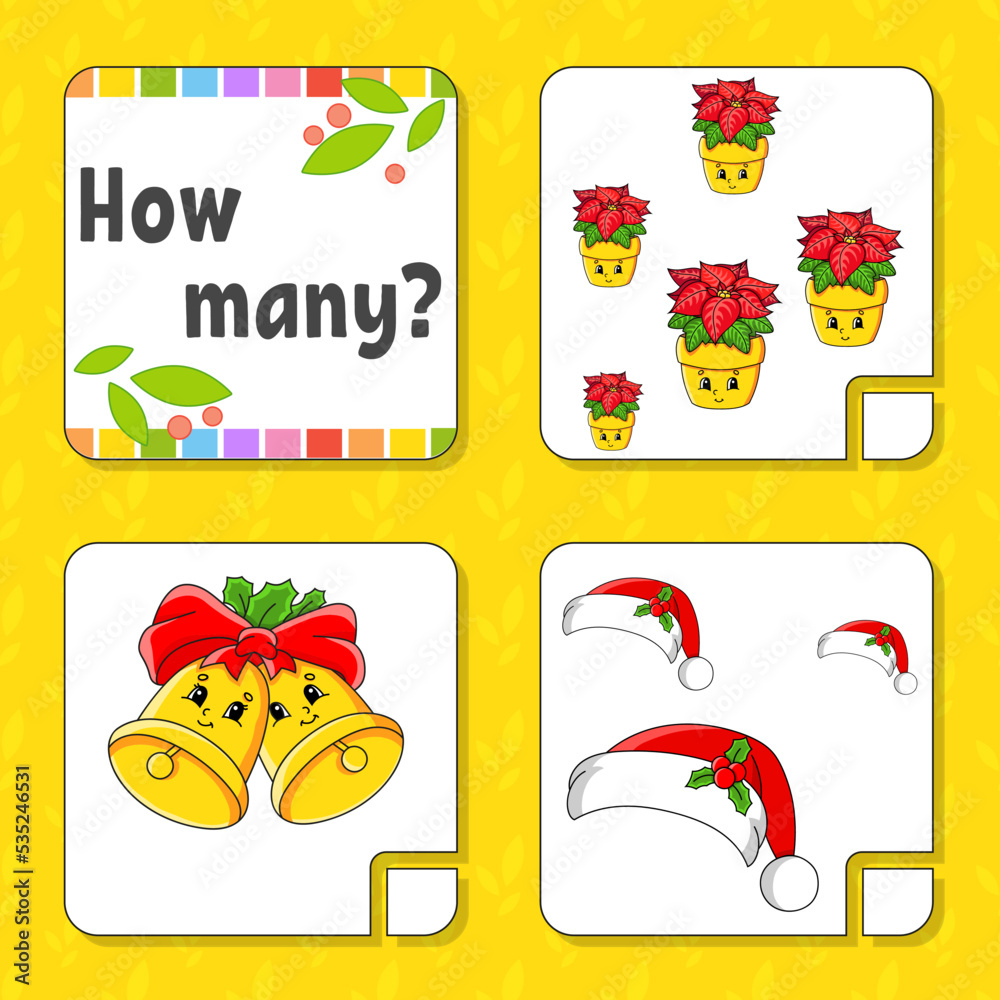 Counting game for children. Happy characters. Learning mathematics. How ...