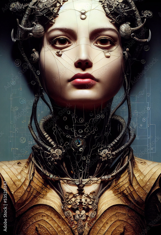 3D rendering 3D illustration, android robot bionic, bionic woman book ...