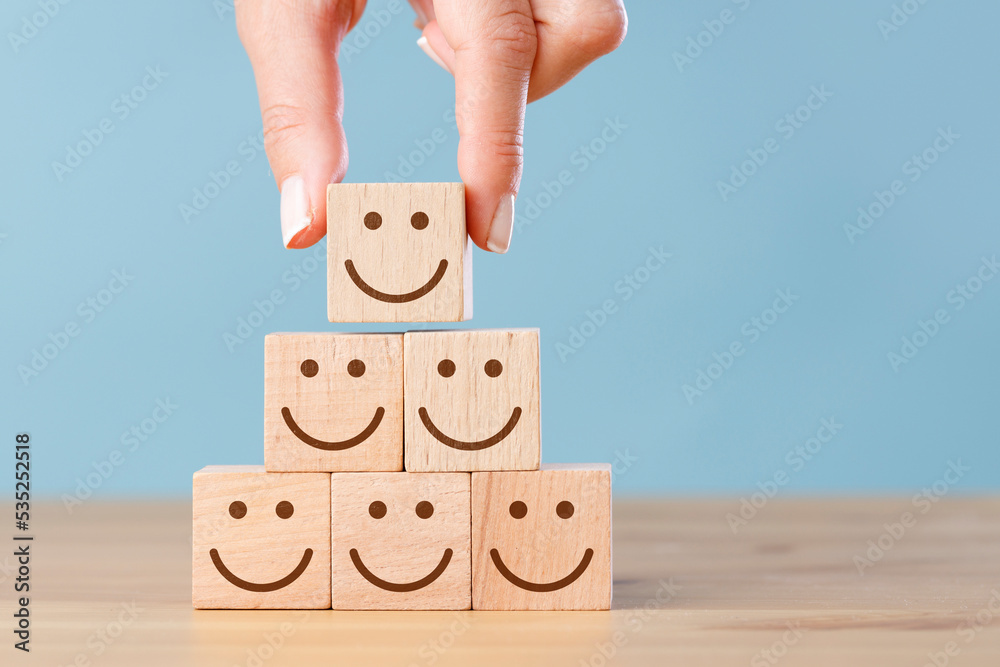 Business service rating, customer satisfaction concept. Smiley faces on ...