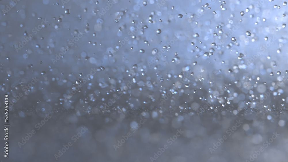 3D rendering of crystal clear particles cascading, resembling rain ...