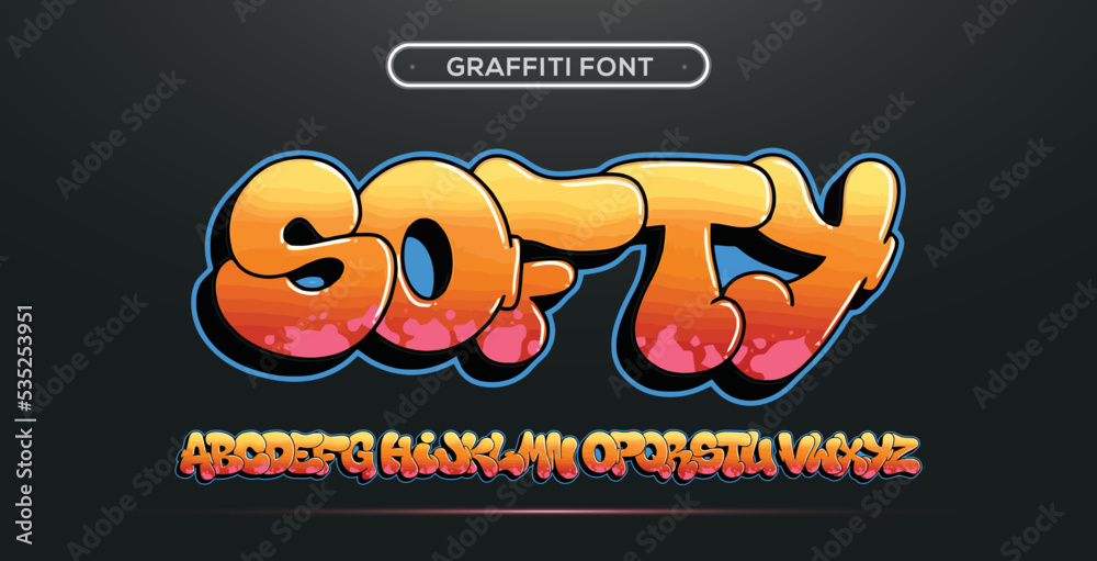 SOFTY Graffiti Font, text effect, editable spray and street text style ...