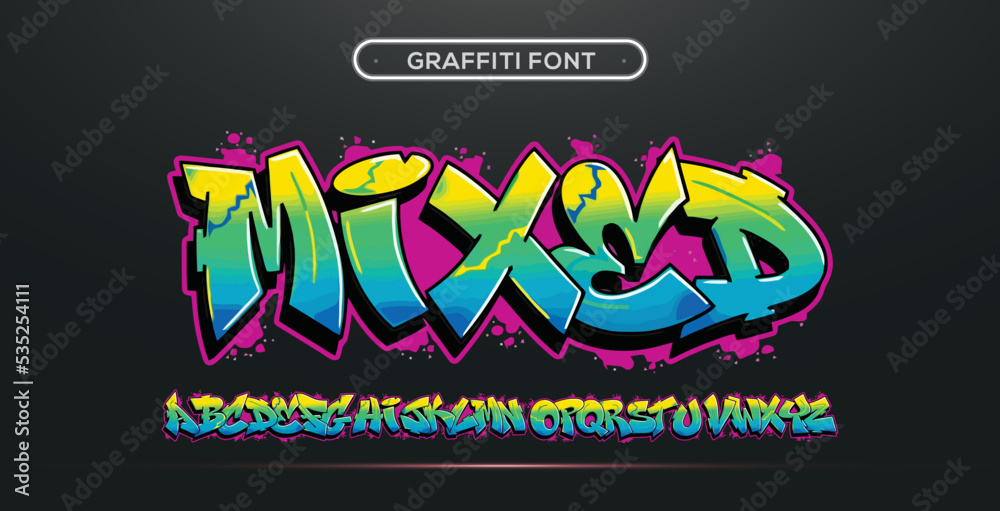 MIXED Graffiti Font, text effect, editable spray and street text style ...
