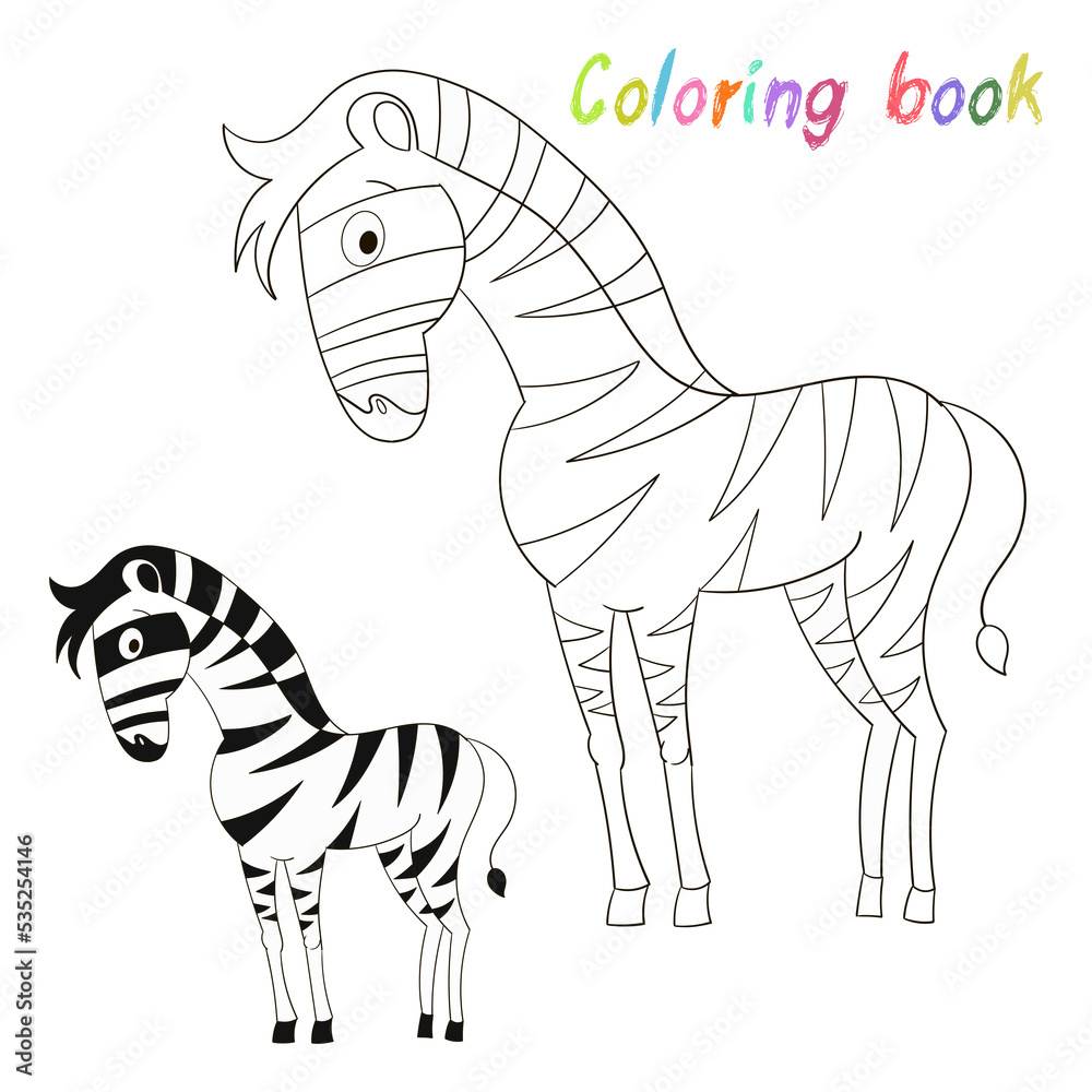 Coloring book bird zebra kids layout for game PNG illustration with ...