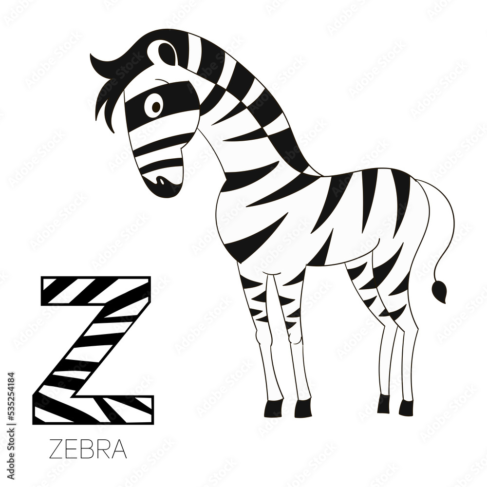 Alphabet letter Z zebra children PNG illustration with transparent ...