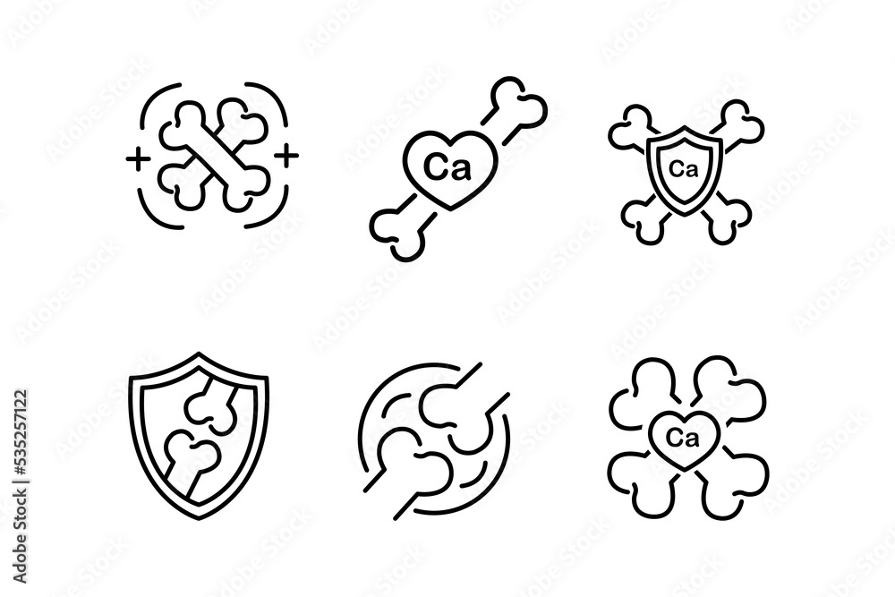 Strong healthy bones icon. Human health medical pictogram. Outline sign ...