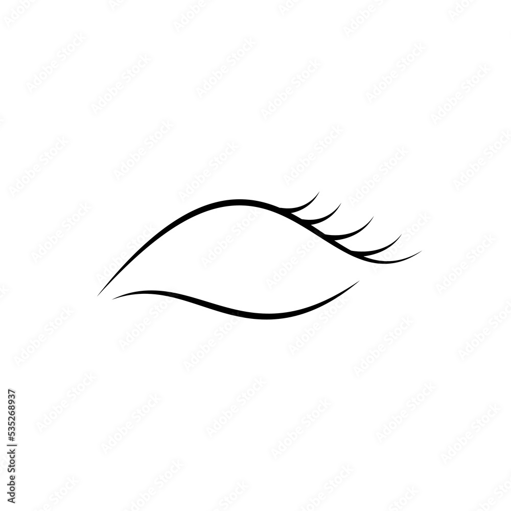 Girls eye vector black outline icon. EPS 10. Eyelid, lid simple flat ...