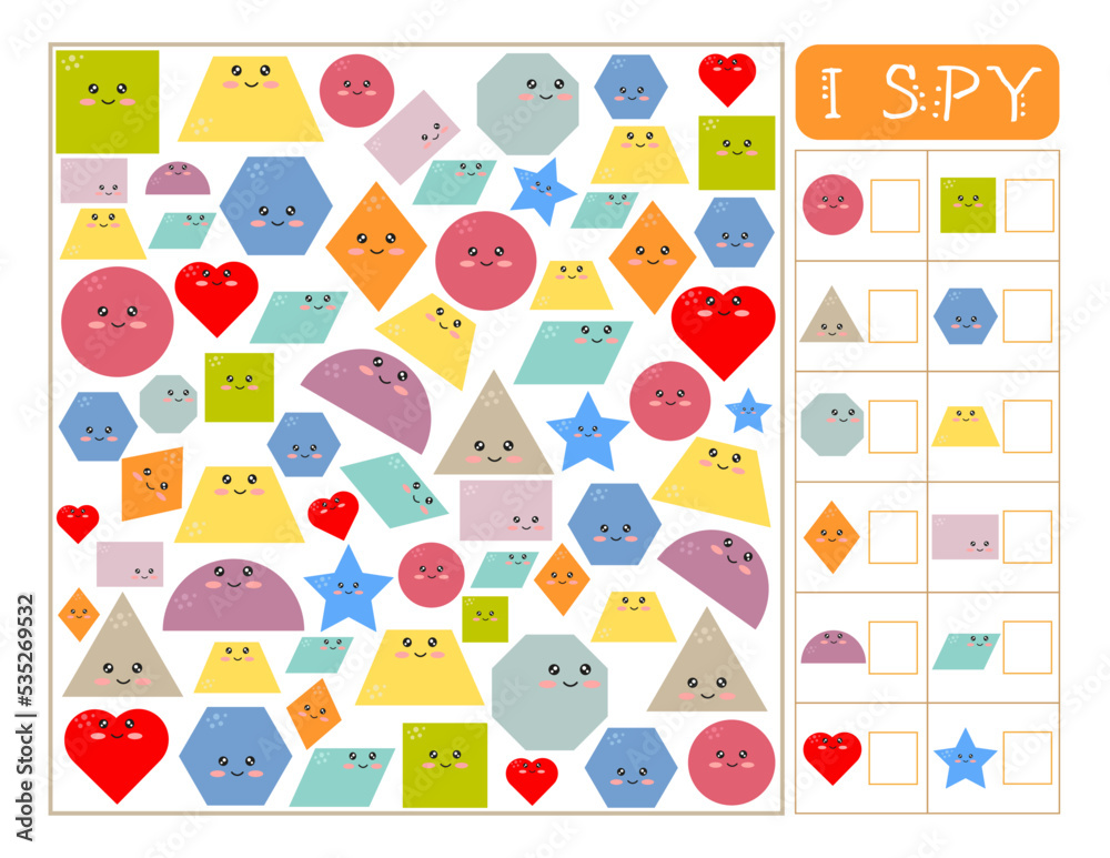 How many. Shapes I spy game for kids. Counting activity for children ...