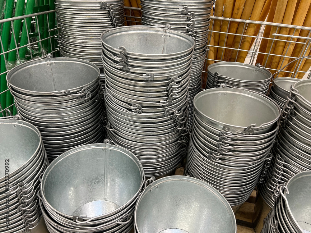 metal buckets. universal container for storage and transfer of ...