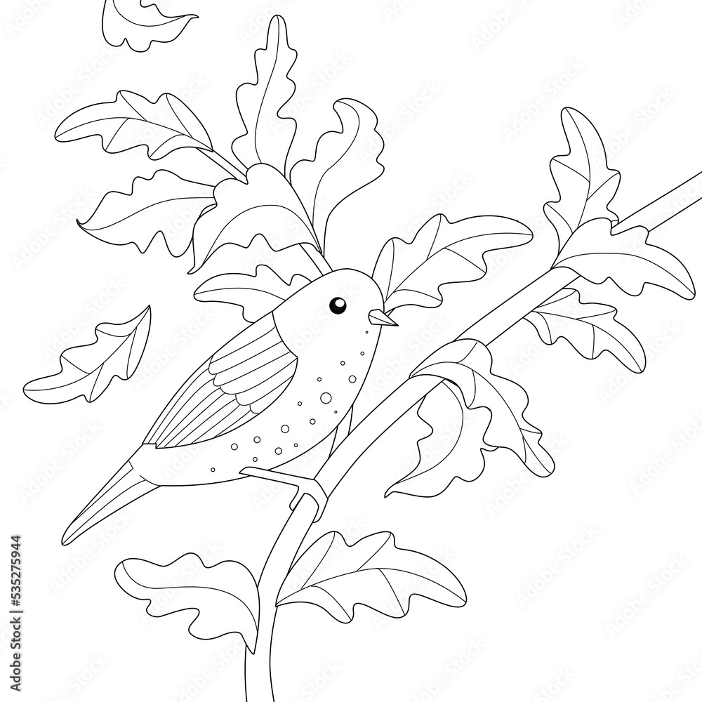 A coloring page with an outline drawing of a flying animal. A pr Stock ...