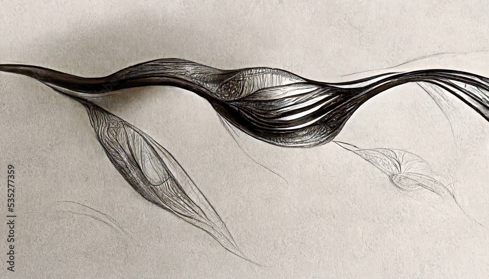 Strokes like a pencil drawing. Beautiful curves in black, white ...