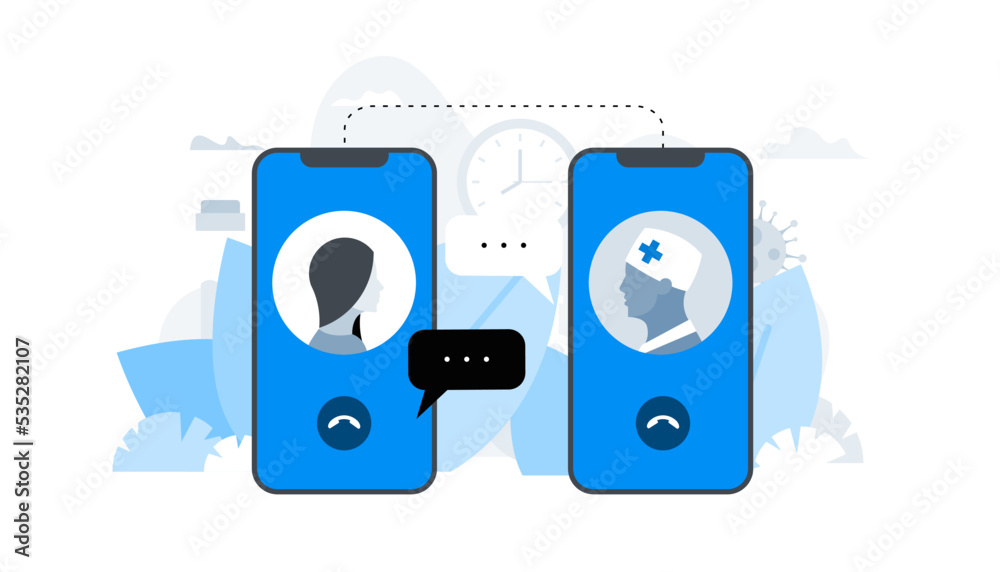 Virtual doctor. Online medical consultation via smartphone. Conceptual ...