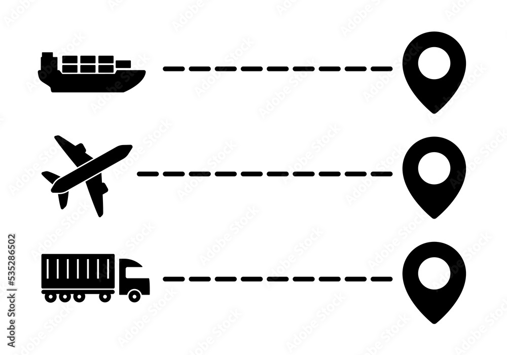 Logistics icon. Transportation black icon. Cargo and shipping concept ...