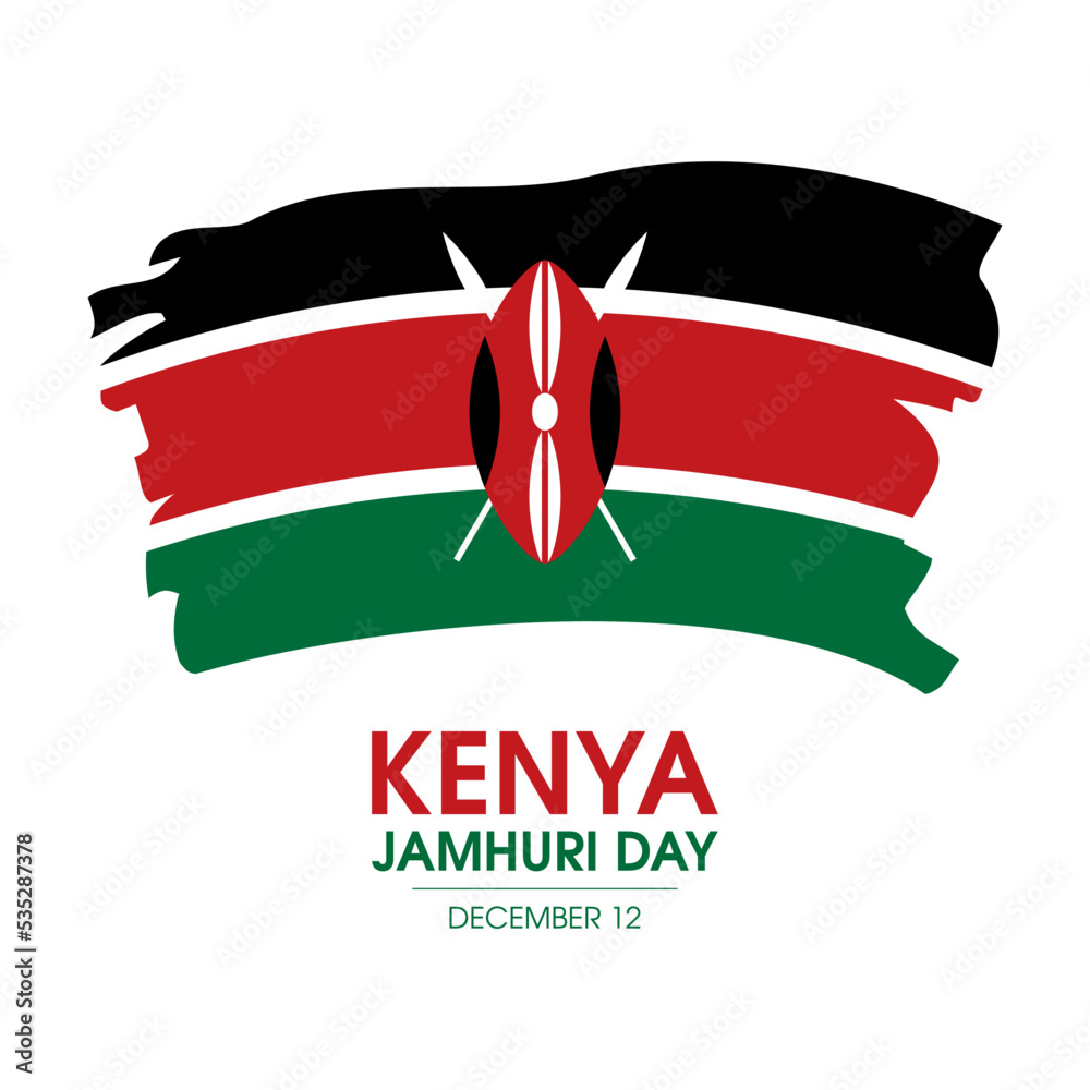 Jamhuri Day in Kenya icon vector. Grunge kenyan flag icon vector ...